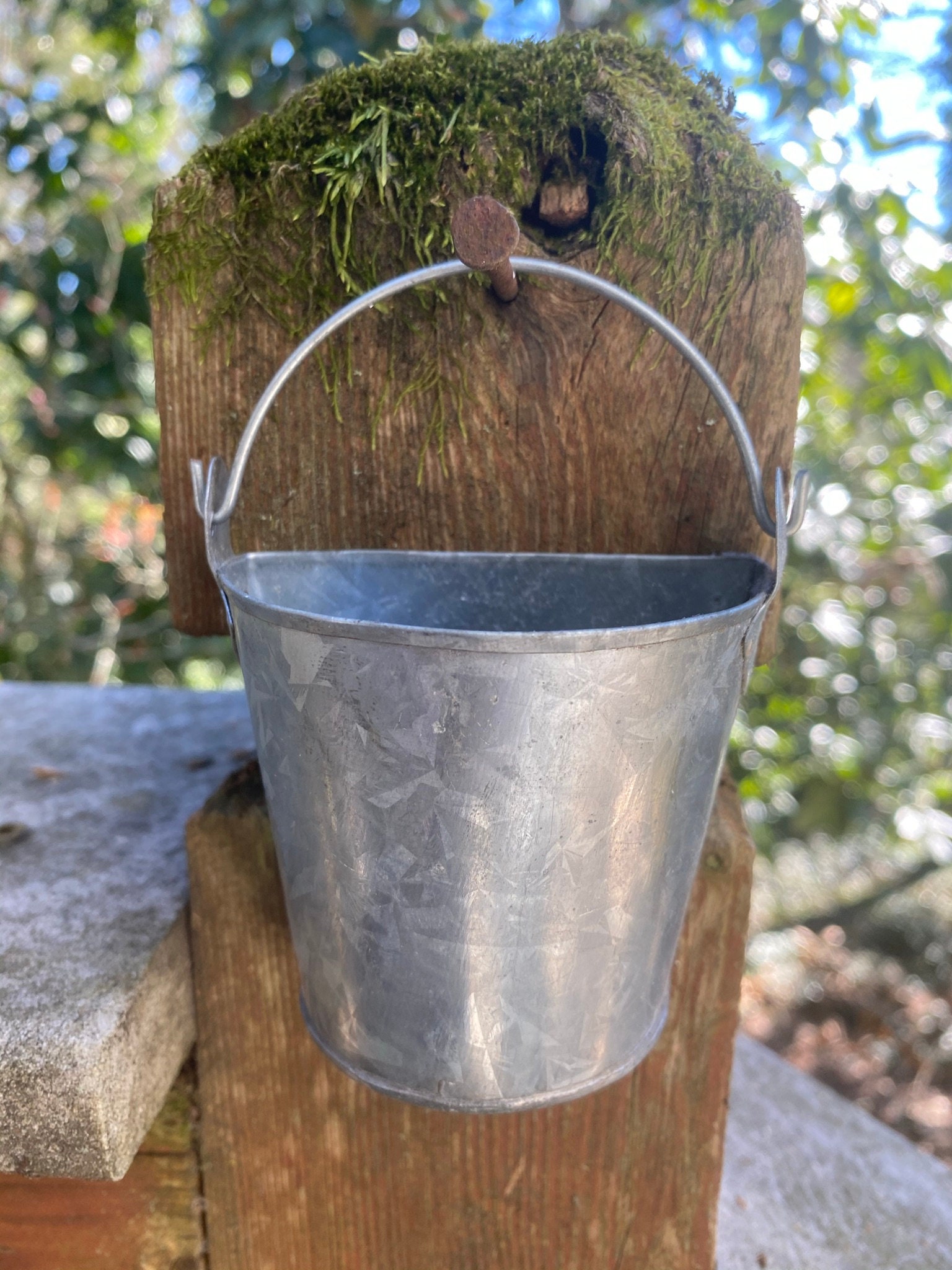 French Fairy Garden Galvanized Half Bucket, Garden Accessories, Mini ...