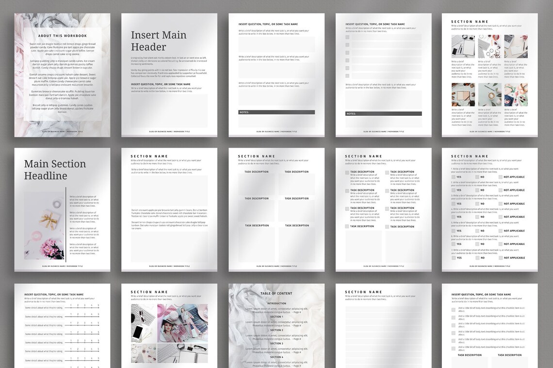 SILVER Canva Workbook Template With Worksheets Checklists - Etsy