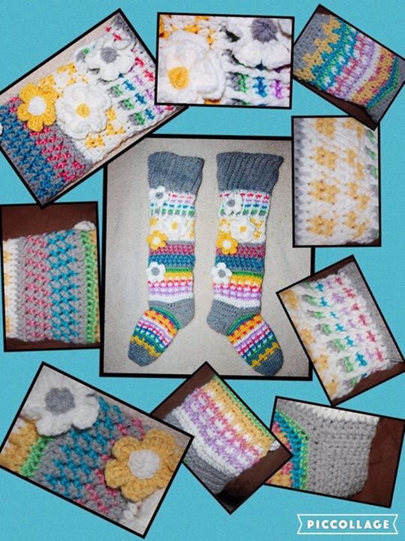 Fancy Flower Knee High Socks Crochet Pattern - Etsy