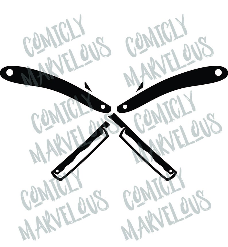 Simple Crossed Straight Razor Barber Shop Logo Vector Digital Download ...