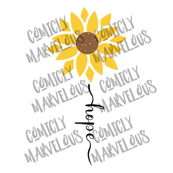 Sunflower Hope Vector Clip Art Graphic Design Digital Download | Etsy