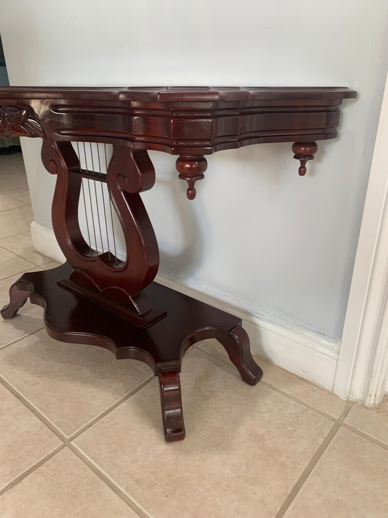 Victorian Style Mahogany Harp Lyre Console Table - Etsy