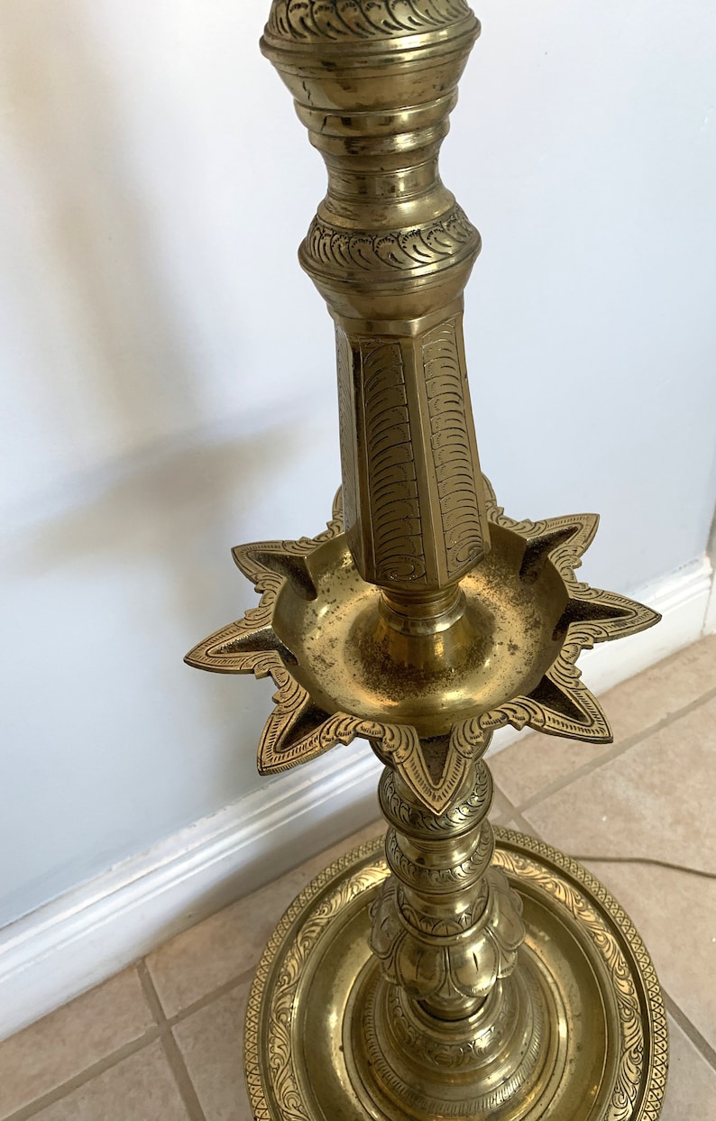 Traditional Rooster Brass Oil Lamp Hindu Religious Floor Lamp Sri ...