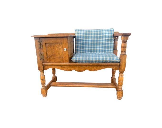 Vintage American Country Style Oak Wood Gossip / Telephone Bench - Etsy