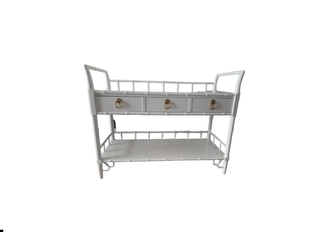 Thomasville Allegro Faux Bamboo Bar Cart White Fretwork Server - Etsy