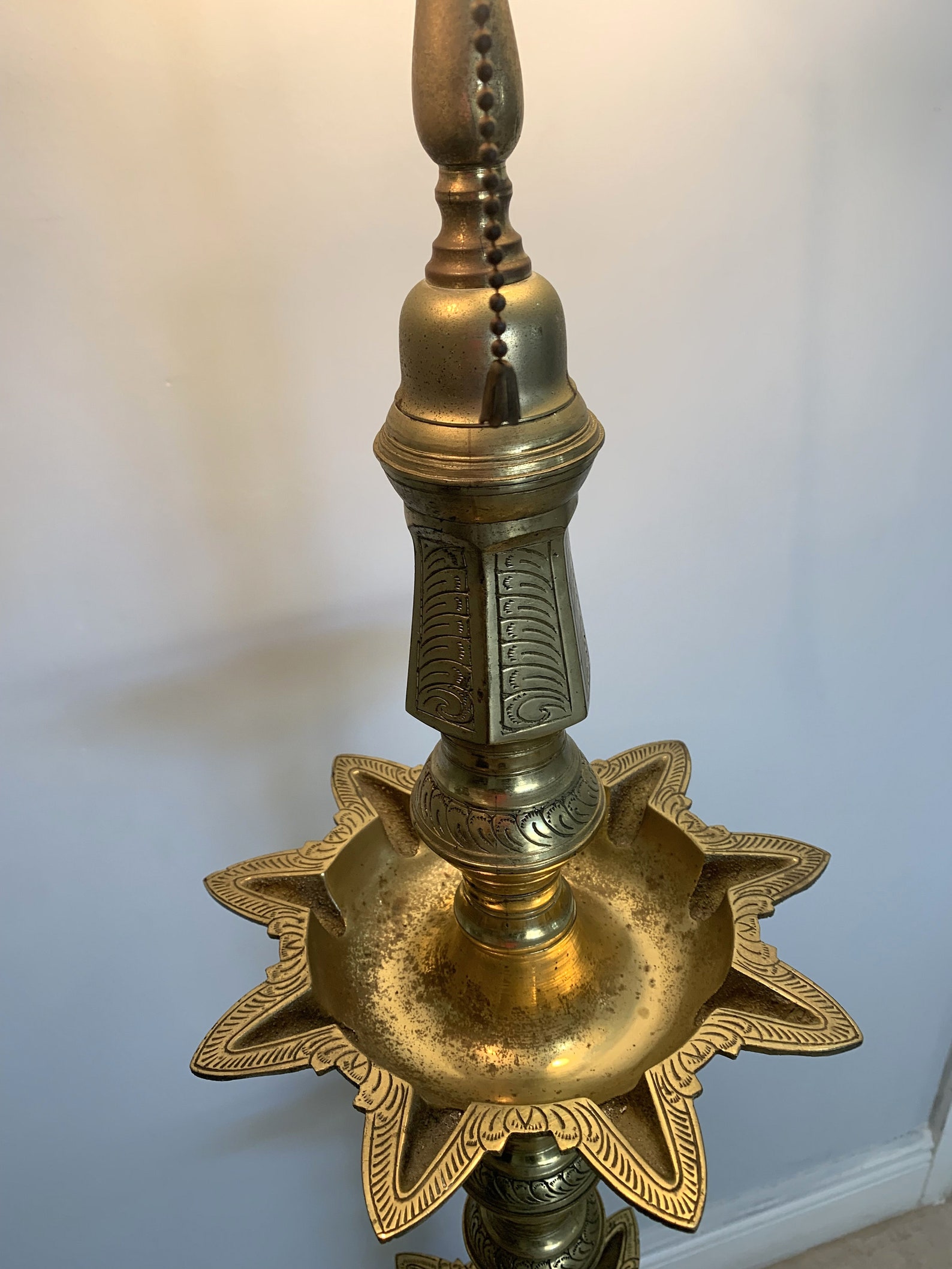 Traditional Rooster Brass Oil Lamp Hindu Religious Floor Lamp Sri ...