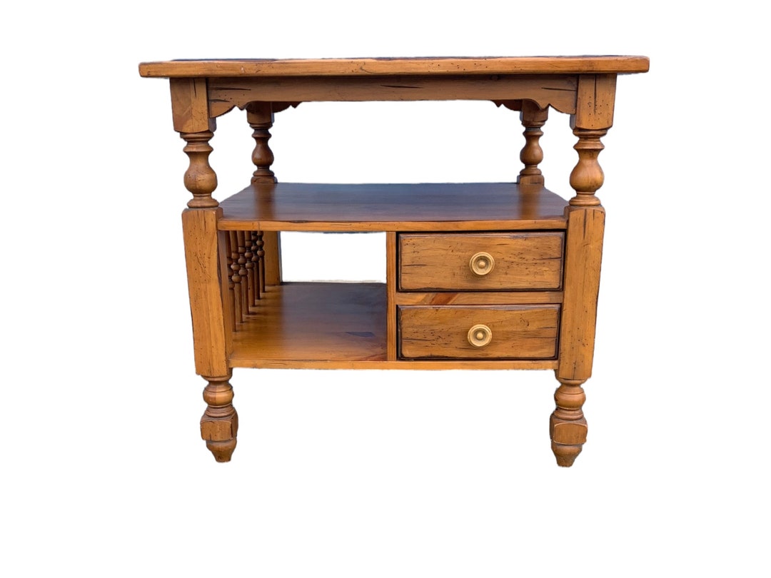 Drexel Studios Farmhouse Style Coffee Table Chestnut Brown 2 Drawers - Etsy