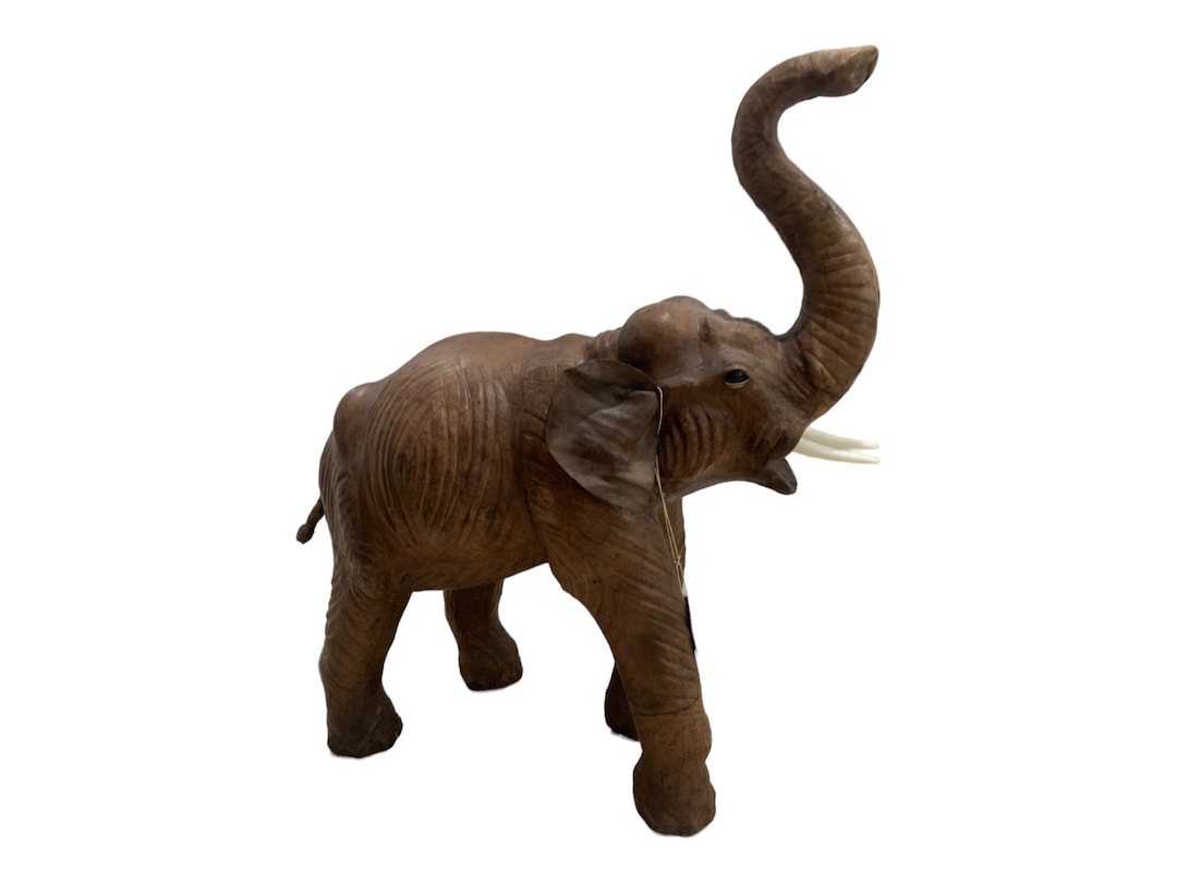 Genuine Leather Elephant Statue 26.5" H - Etsy