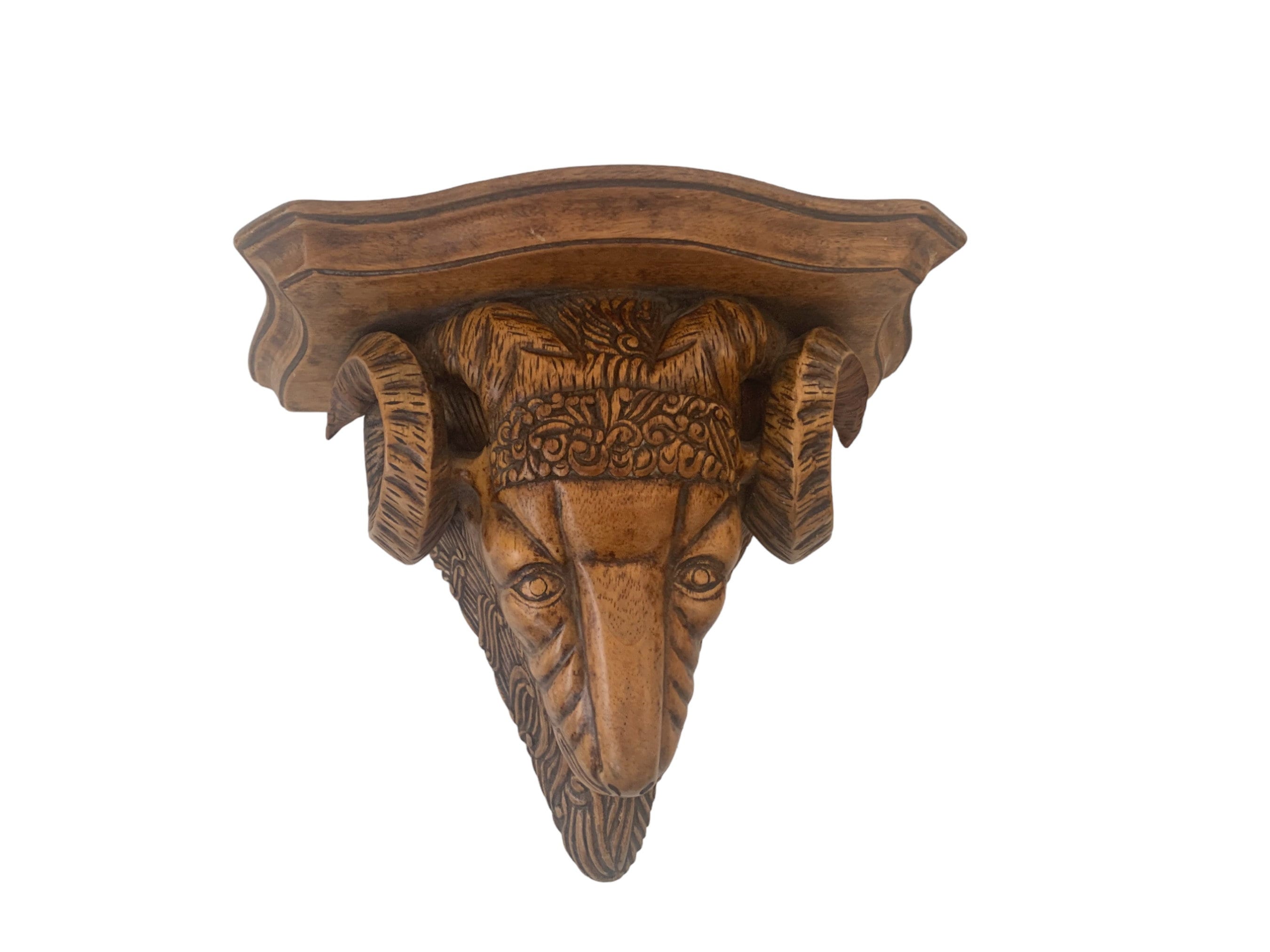 Wood Carved Rams Head Brackets Shelf a Pair Vintage - Etsy