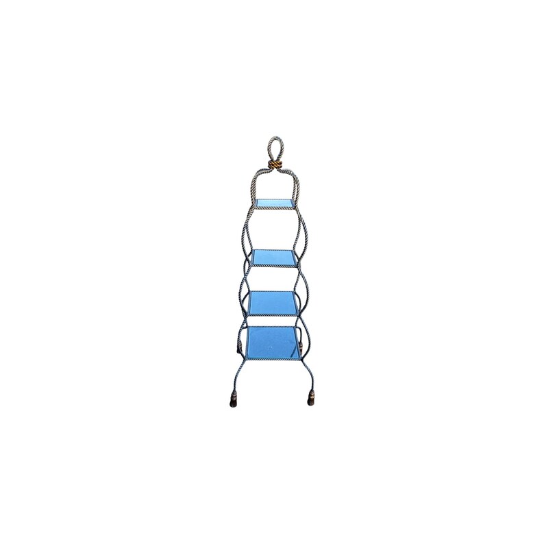Regency Twisted Metal Rope 4 Tier Glass Shelf Etagere With Tassels Feet ...