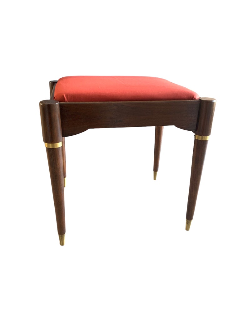 Mid Century Modern Walnut Stool With Fluted Tapered Legs and Storage - Etsy