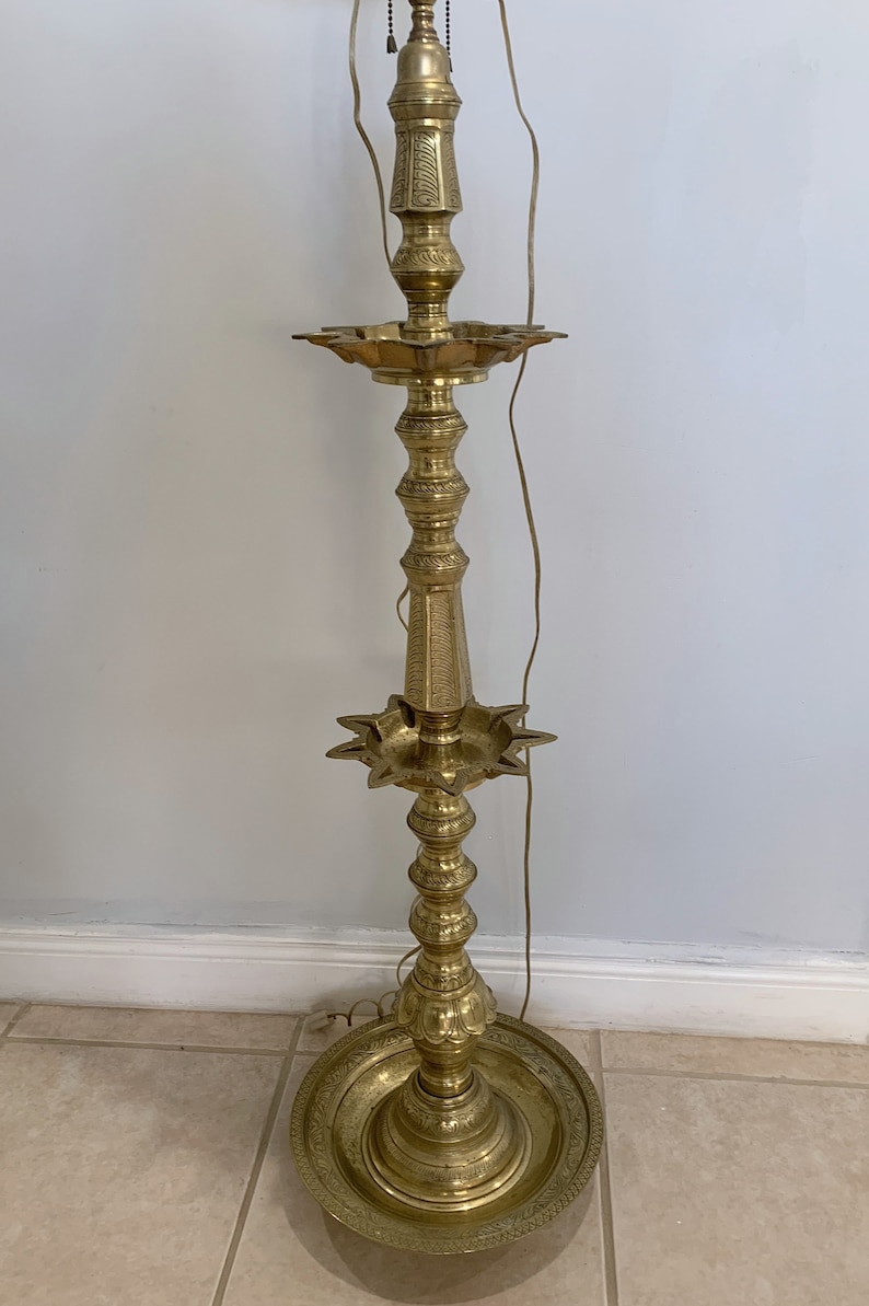 Traditional Rooster Brass Oil Lamp Hindu Religious Floor Lamp Sri ...