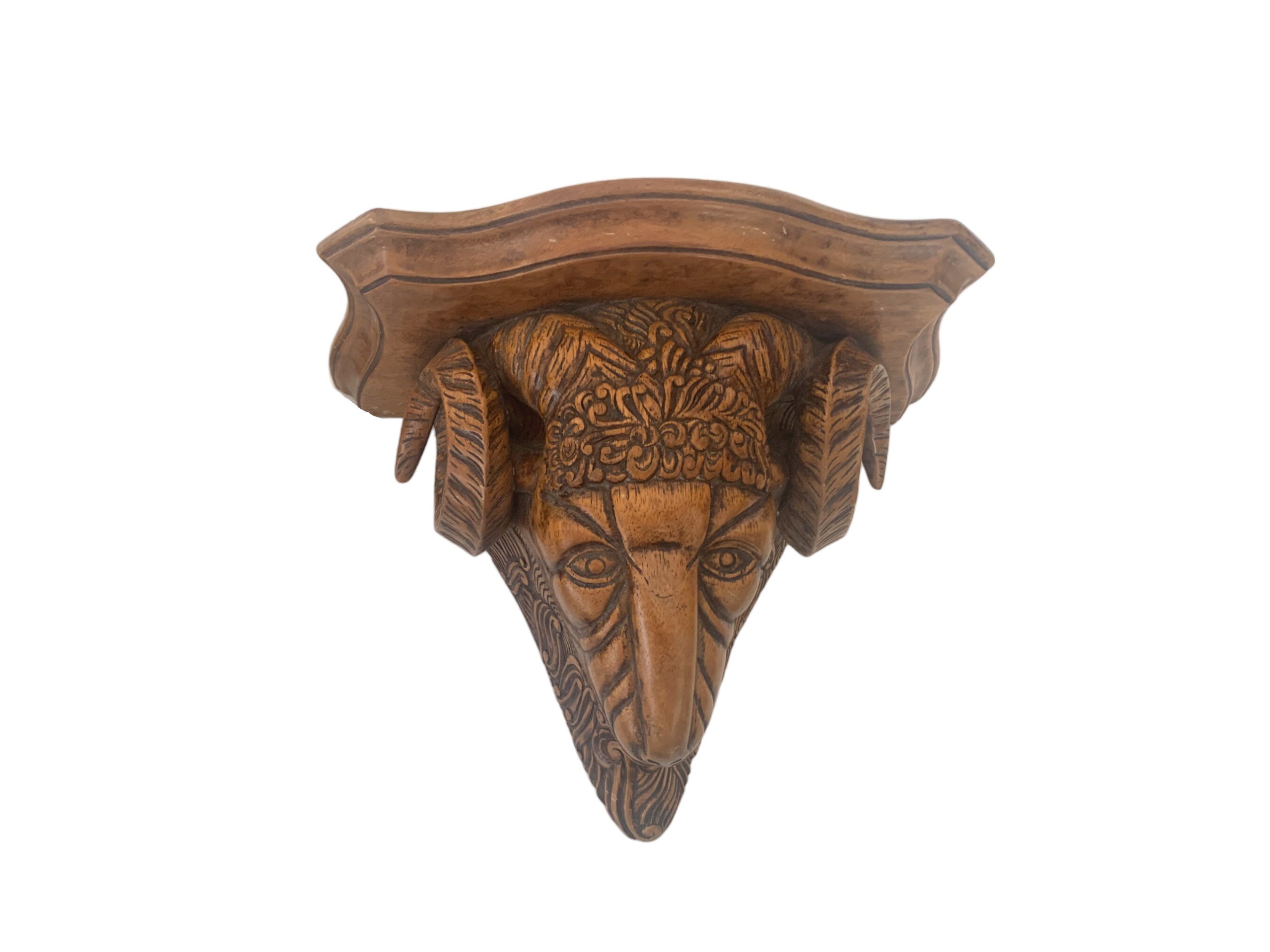 Wood Carved Rams Head Brackets Shelf a Pair Vintage - Etsy