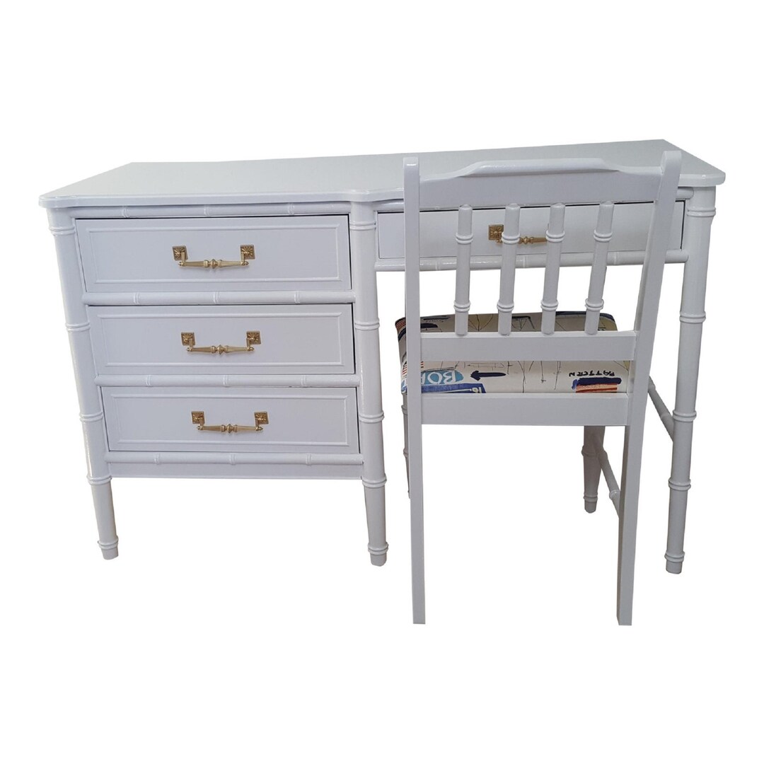 Henry Link 4 Drawer Desk With Chair High Gloss White SHIPPING - Etsy