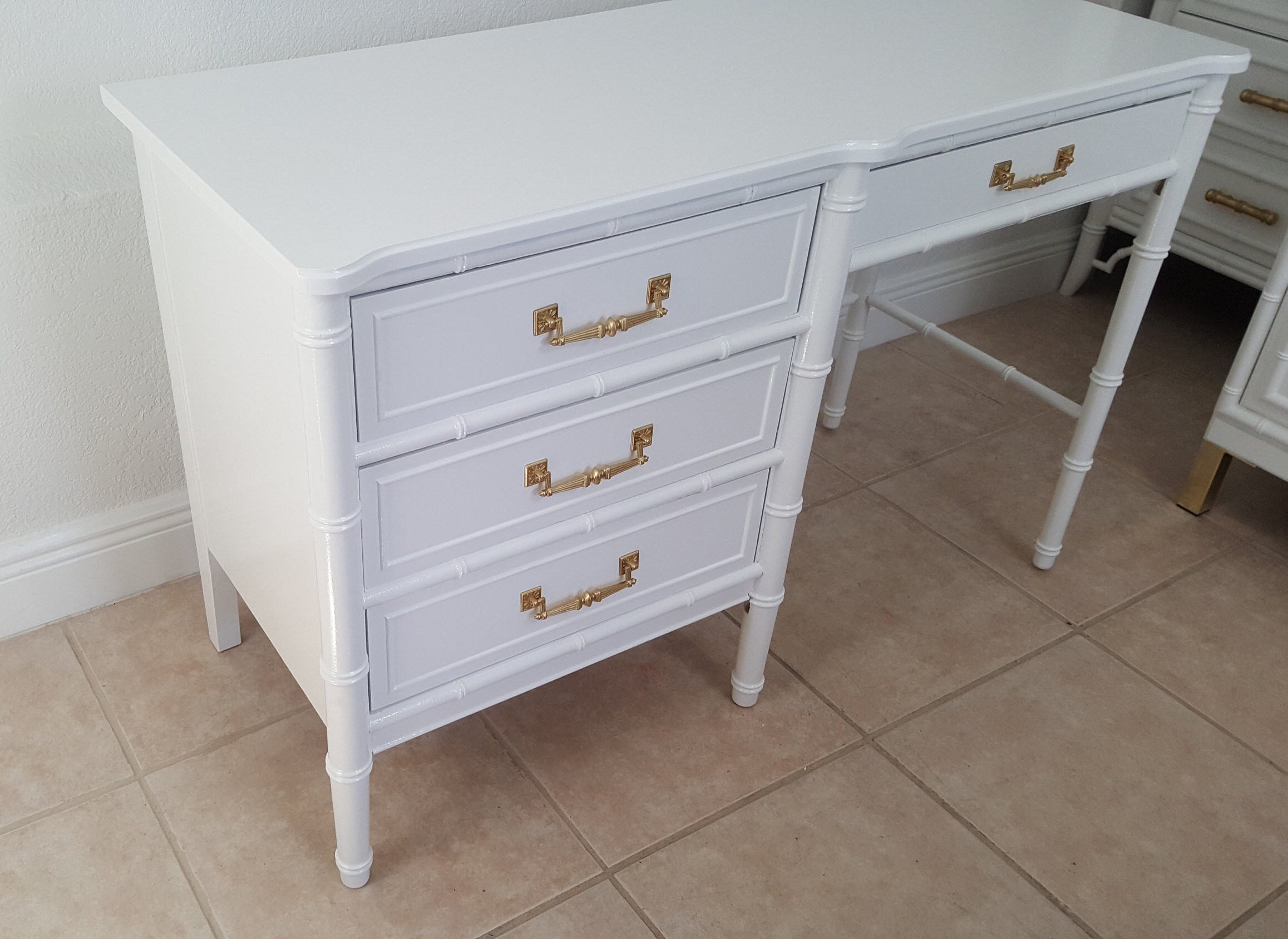 Henry Link 4 Drawer Desk With Chair High Gloss White SHIPPING - Etsy