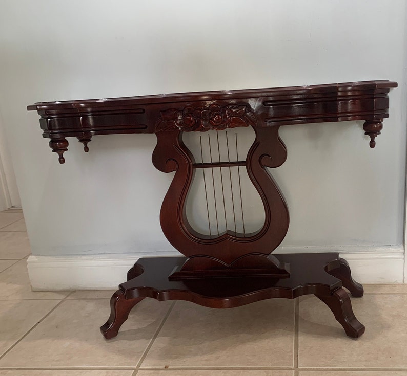 Victorian Style Mahogany Harp Lyre Console Table - Etsy