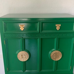 Dixie Shangri La Fretwork Four Drawer Door Chest Armoire Green Vintage ...