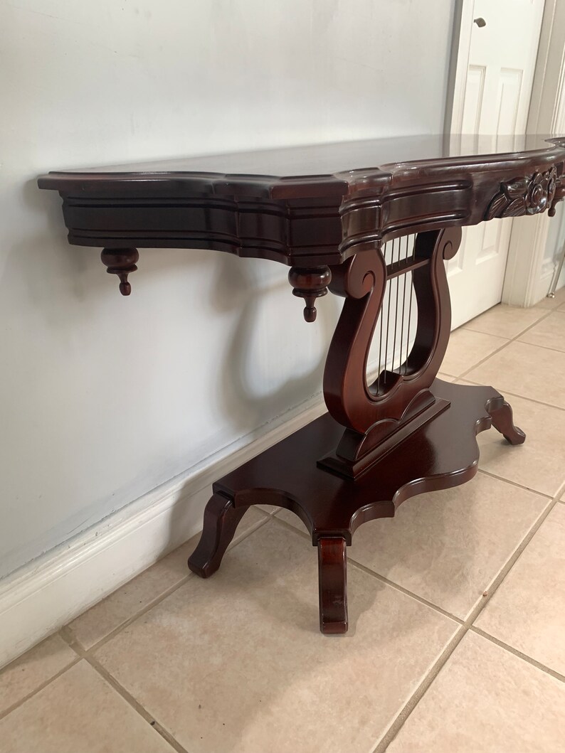 Victorian Style Mahogany Harp Lyre Console Table - Etsy