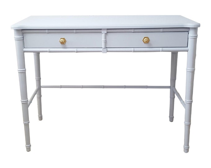 Faux Bamboo Writing Desk One Drawer Hollywood Regency Gray Shipping Not ...