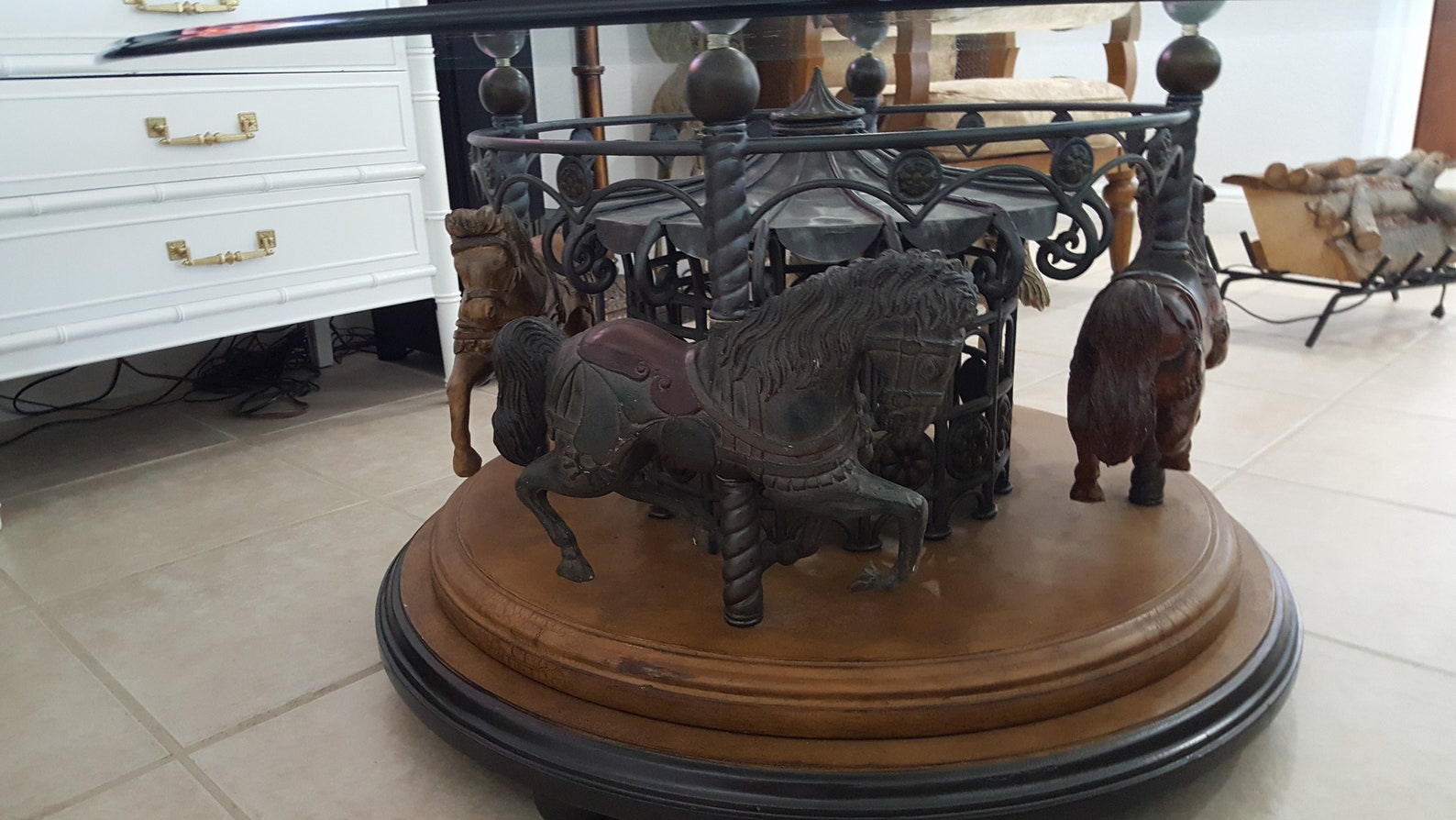 Beautiful Vintage 4-Horse Rotating Carousel Coffee Table With | Etsy