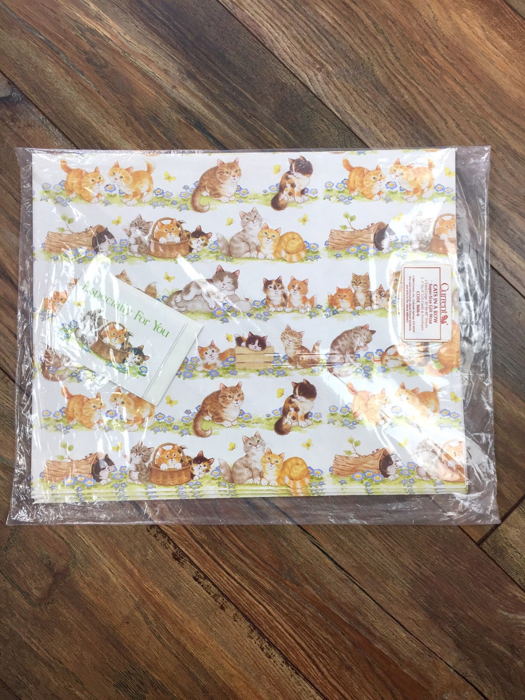 1984 Current Vintage Kitty Cat Kitten Paper Gift Wrap Kawaii Cutesy ...