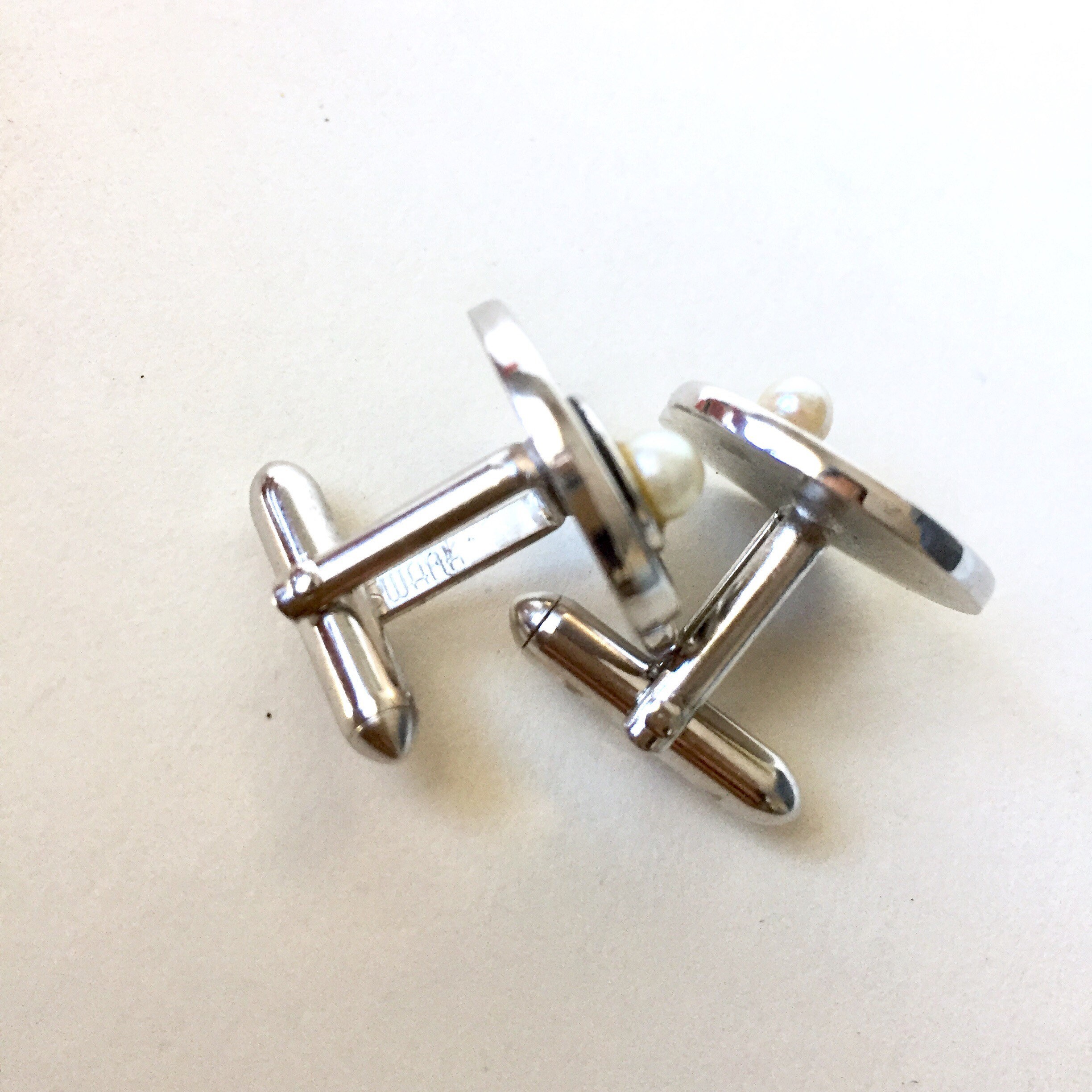 Vintage Swank Mens Silver Tone Pearl Seashell Conch Sea Nautical ...