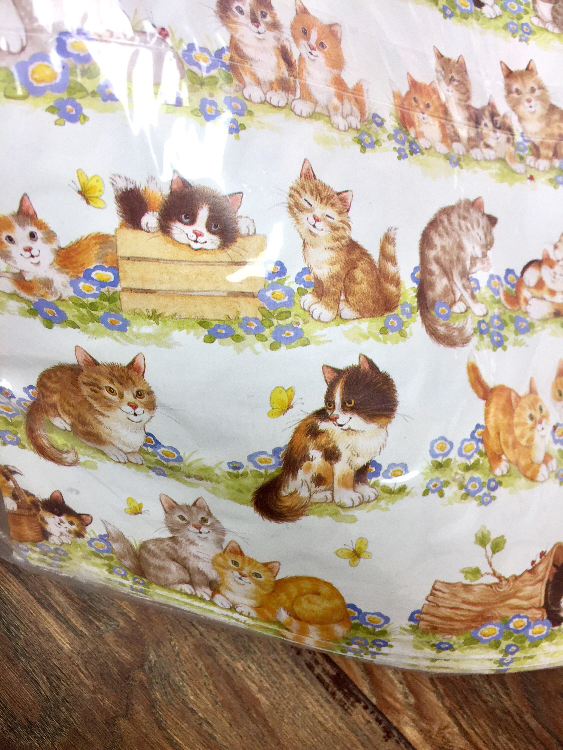 1984 Current Vintage Kitty Cat Kitten Paper Gift Wrap Kawaii Cutesy ...