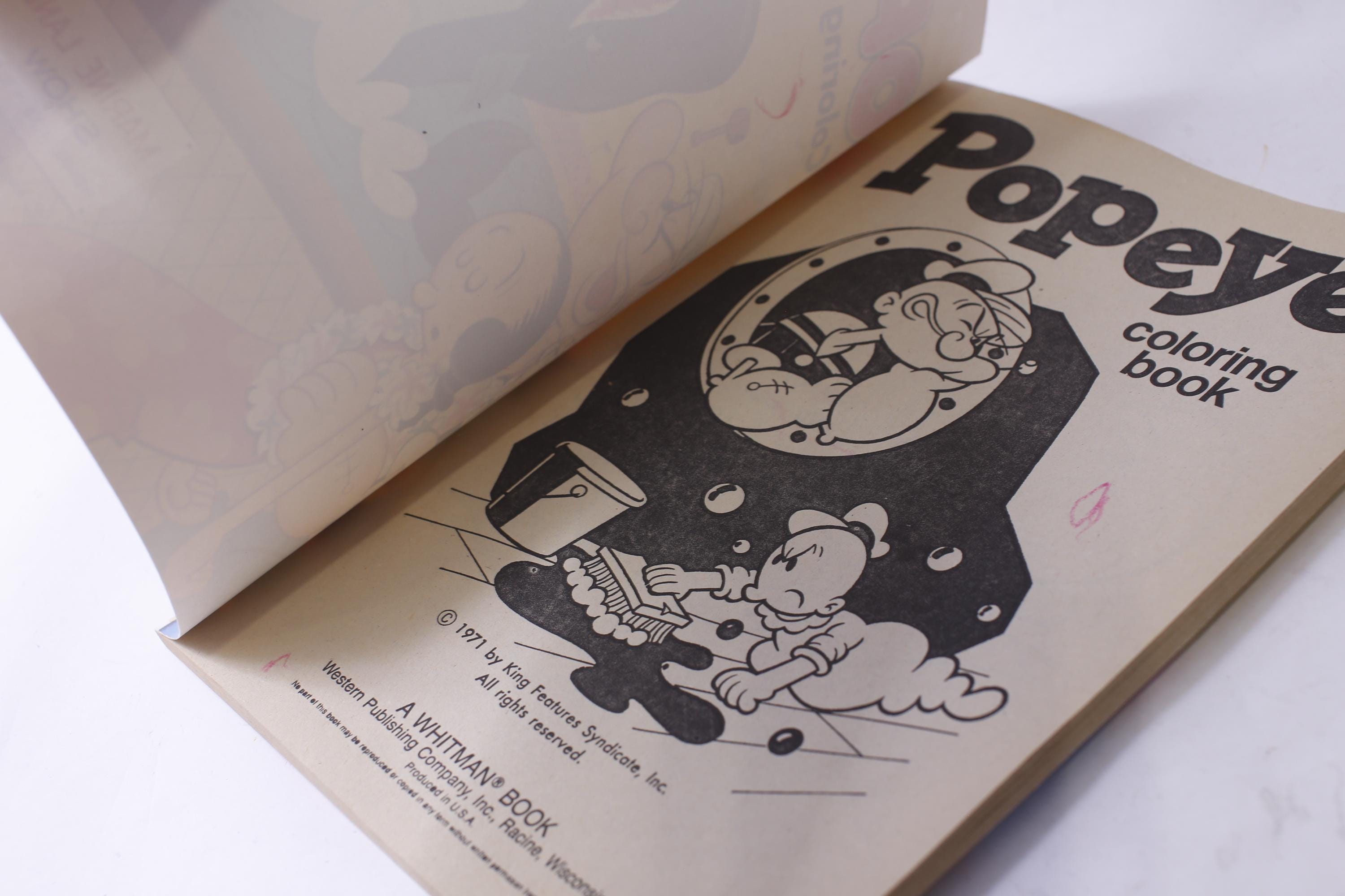 Popeye, Uncolored Coloring Book, Whitman, 1971, King Features Syndicate ...