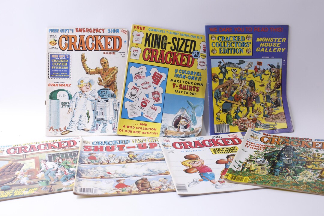 Cracked, Magazines, Set of 7, 1970s, 1980s, Humor, Illustrated, Vintage ...