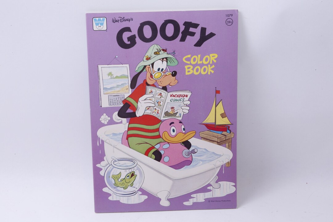 Uncolored, Walt Disney, Goofy, Color Book, Whitman, Cartoon, Vintage ...