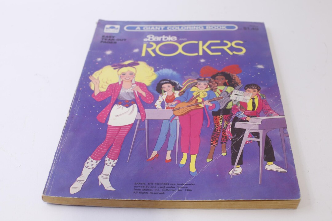 Barbie and the Rockers, A Giant Coloring Book, Golden, 1986, Mattel ...