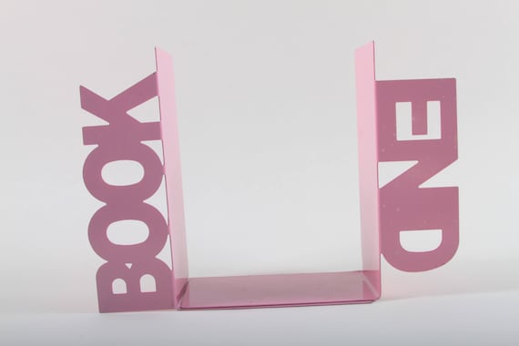 Vintage Book End Set Pink Metal Holders Letters Pretty - Etsy