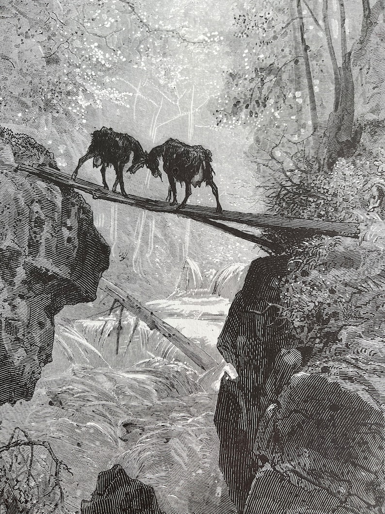 Gustave Dore the Two Goats the Fables Graphics Picture - Etsy