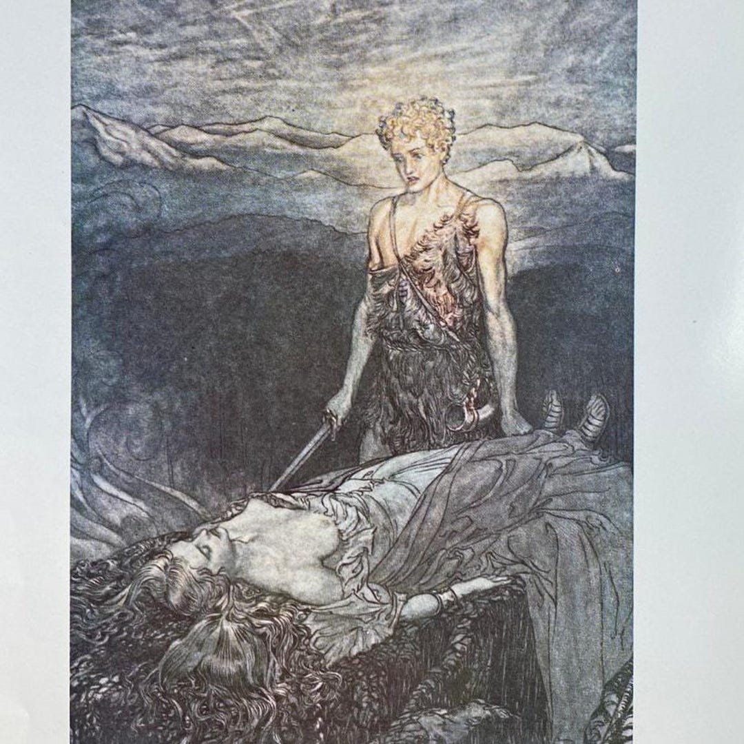 Arthur Rackham, Siegfried Reaches Brunnhilde, Print, Drawing ...