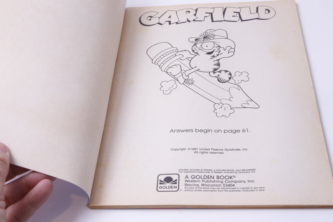 Garfield, Puzzles, Activity Book, Golden Book, 1991, Vintage, Picture ...
