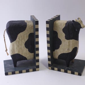 Black and White Cow Book Ends, Set of 2, Funny, Animal Figure, Library ...