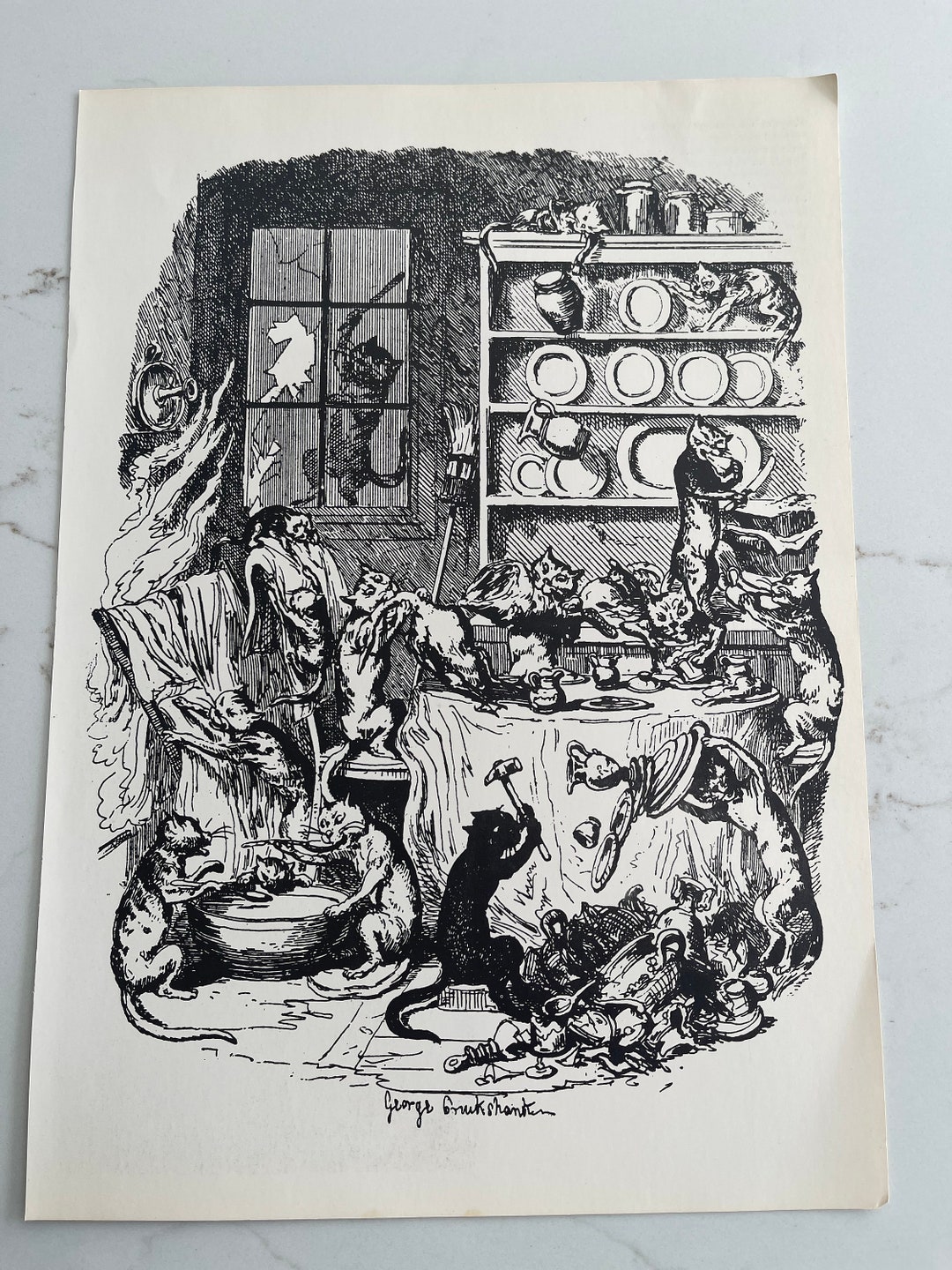 Cats, Antoine Watteau, George Cruikshank, Kitchen, Poster, Double-sided ...
