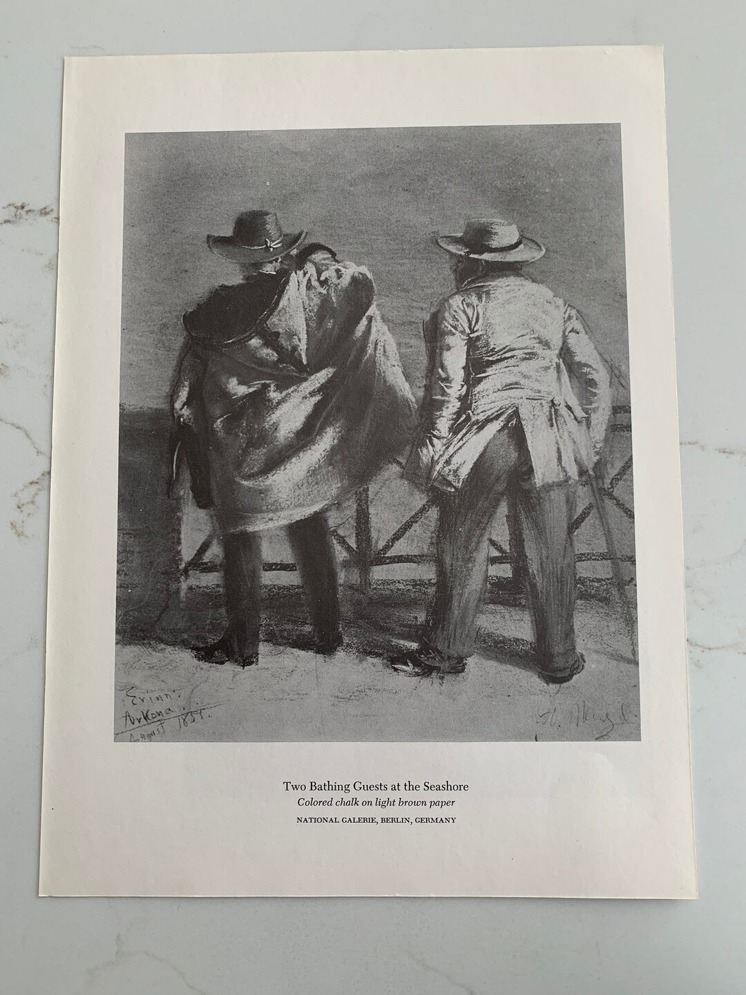 Adolf Von Menzel, Two Bathing Guests in the Seashore, Light Brown Paper ...