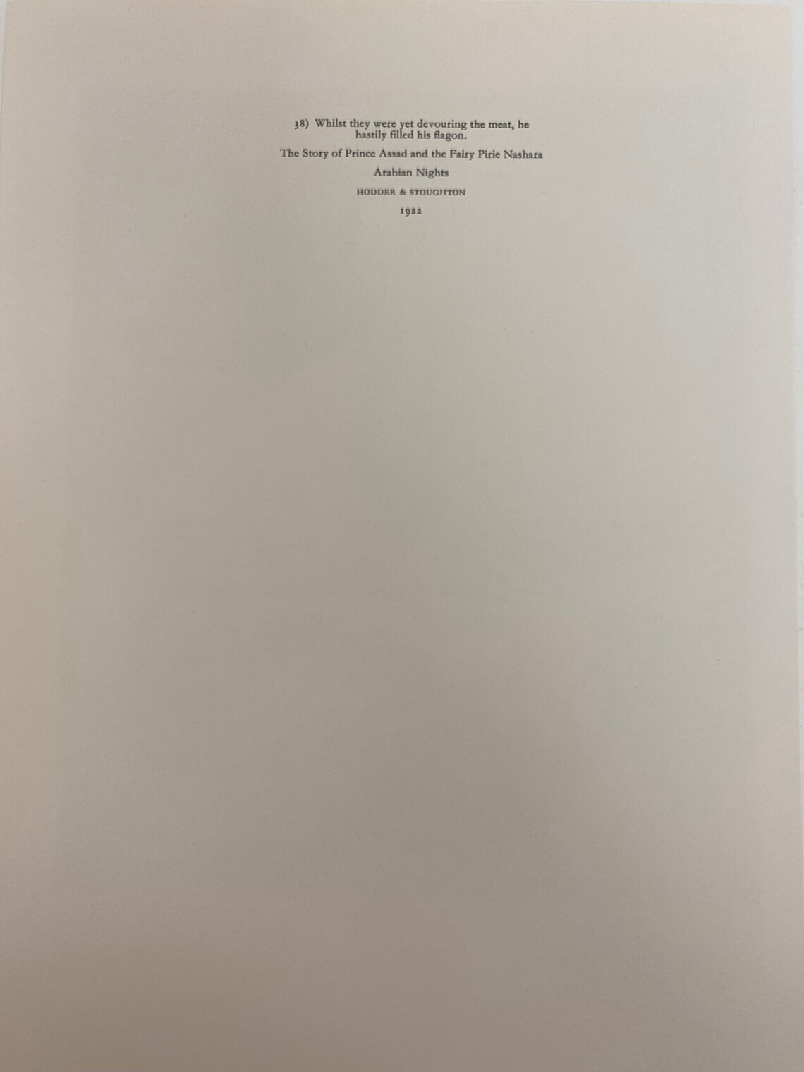 Prince Assad, Fairy Pirie Nashara, Arabian Nights, Edward Julius ...