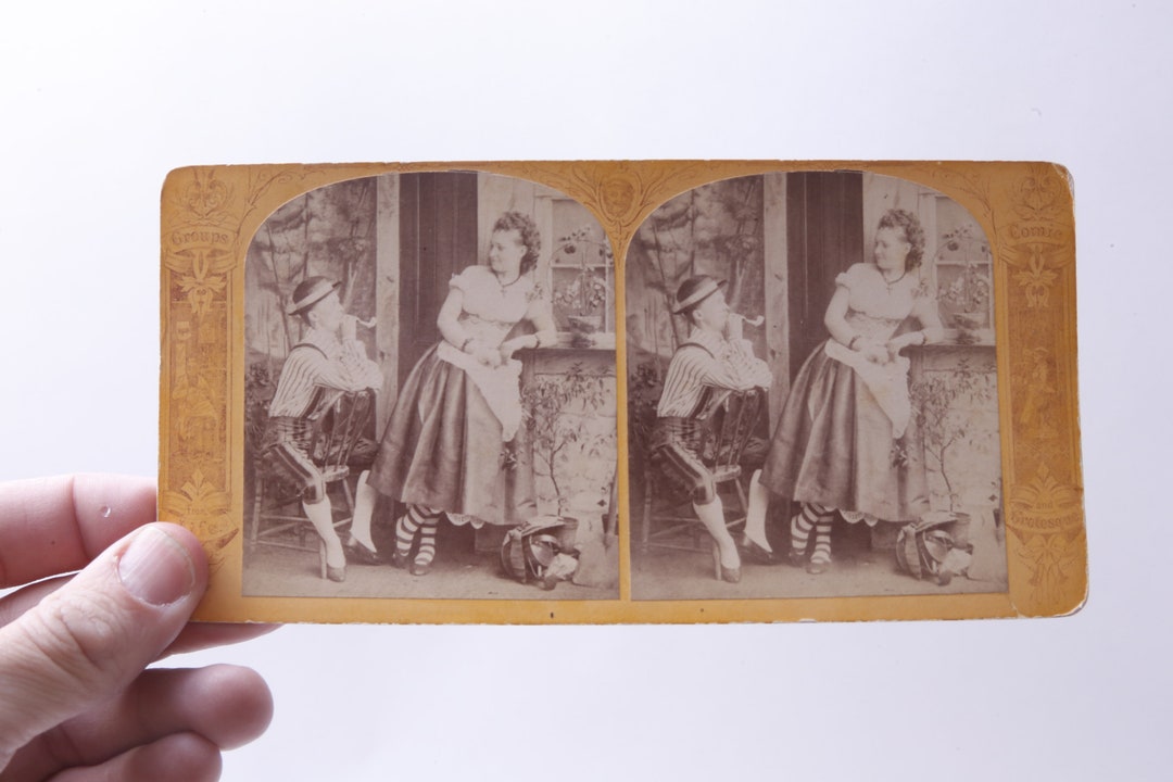 Stereoscope Card, Comic, Woman, Man, Having Fun, Antique, Stereoview ...