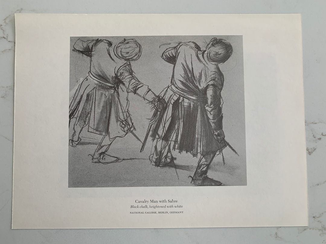 Adolf Von Menzel, Cavalry Man With Sabre, Black Chalk, Pencil, Germany ...