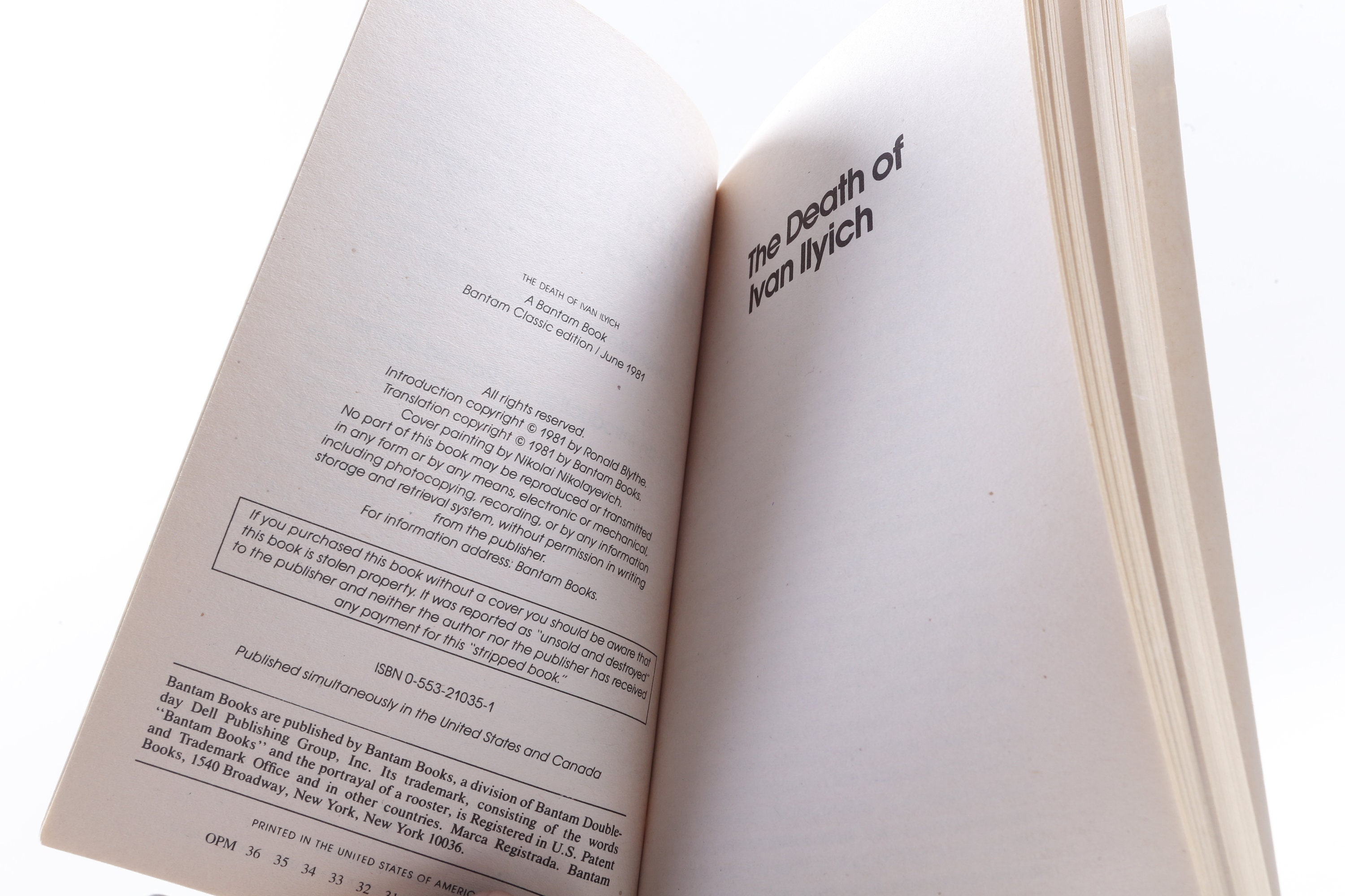 The Death of Ivan Ilyich Leo Tolstoy Ronald Blythe A Bantam - Etsy