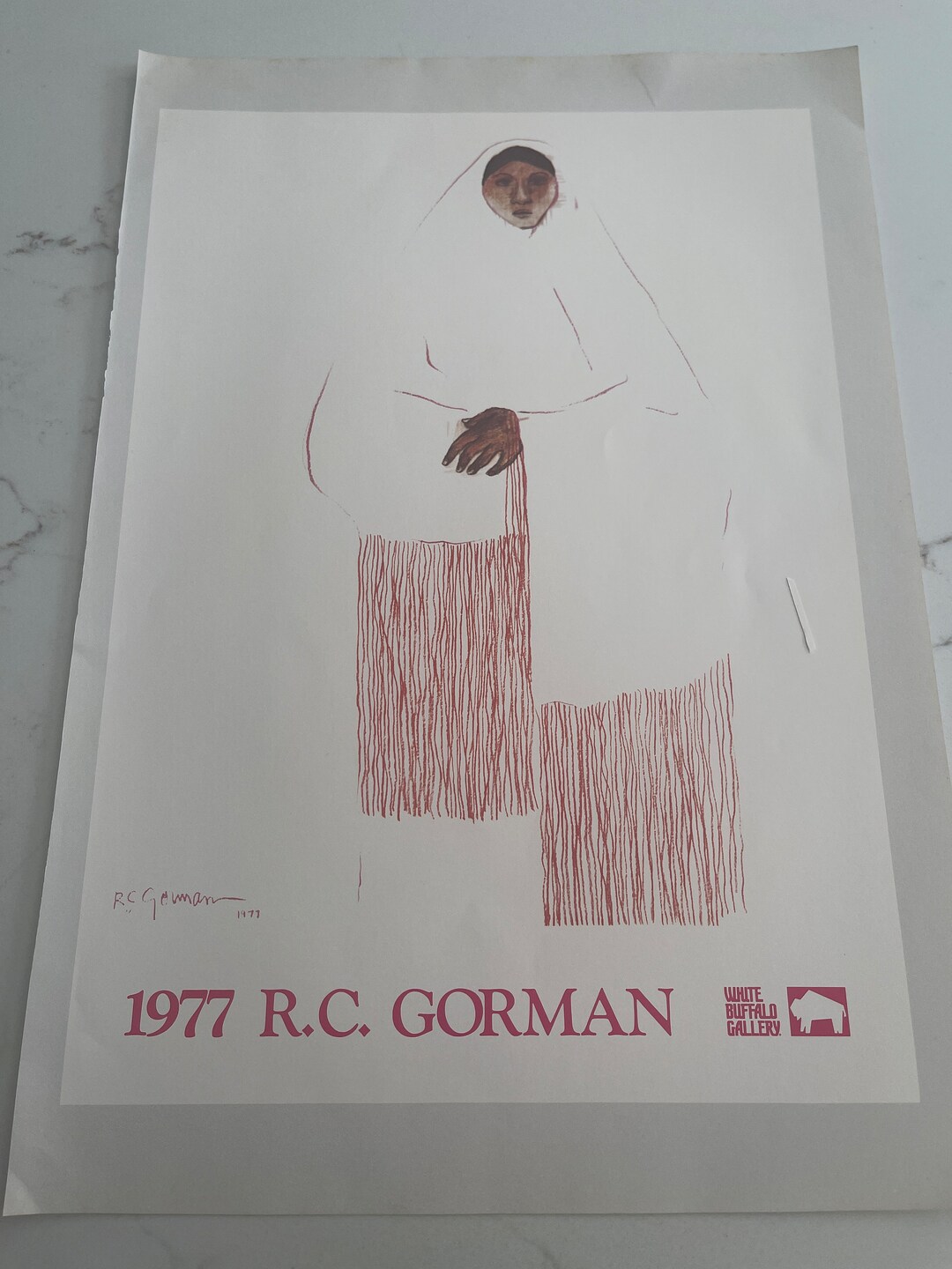 R.C. Gorman White Buffalo Gallery Womandrawing Poster - Etsy