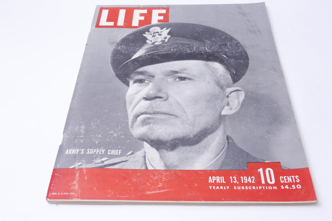 Life, Magazine, April 13, 1942, Army's Supply Chief, Color Cover, WW2 ...