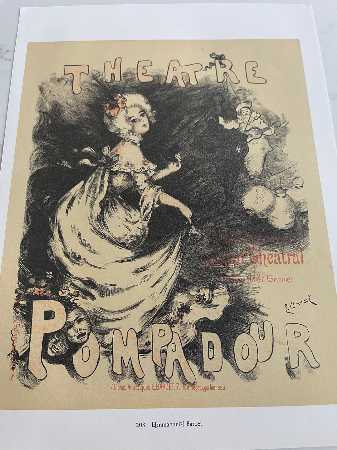French Theater Poster, Théâtre Pompadour Artwork, Emmanuel Barcet, Old ...