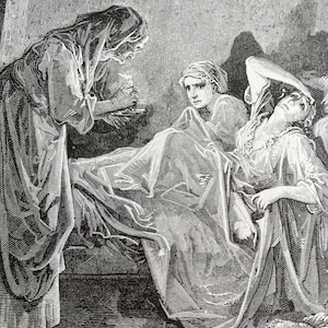 Gustave Dore, Old Woman and Her Servants, Fable, Graphics, Picture ...