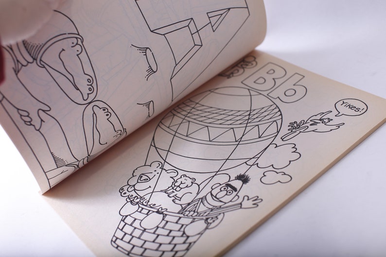 Uncolored the Sesame Street A to Z, Big Coloring Book, 1990, Golden ...