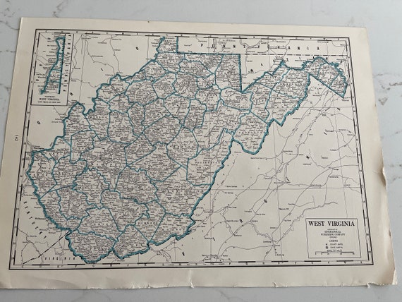 Rand Mcnally West Virginia Map Washington, West Virginia, USA, 1914,