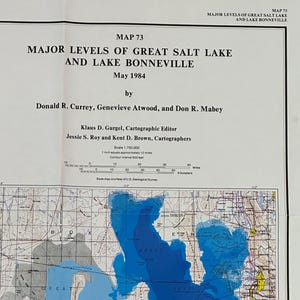 Major Levels of Great Salt Lake and Lake Bonneville, May 1984, Map ...
