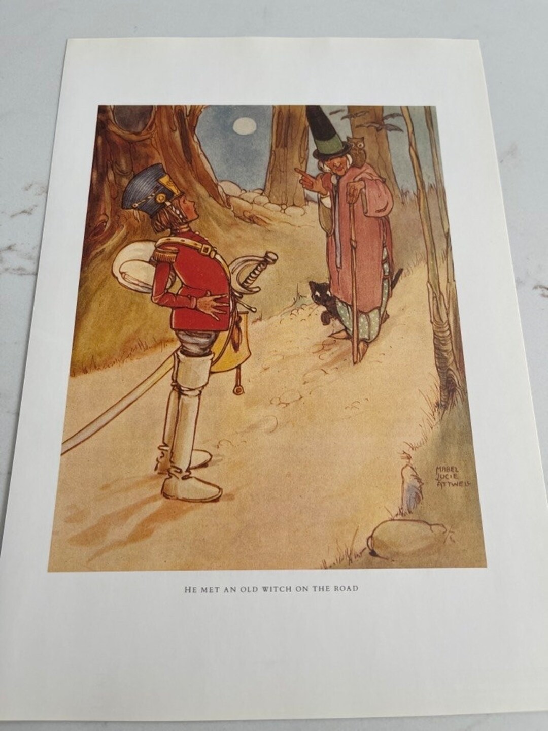 Art, Soldier Meets Witch, Hans Christian Andersen, Painting, Book Page ...